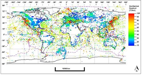 Location Of Global Geothermal Gradient Data Units In °ckm Collected Download Scientific