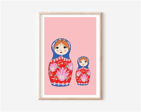 Russian Dolls Print Matryoshka Print Russian Dolls Wall Art Mum Birthday T Mothers
