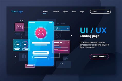 Шаблон целевой страницы градиентного Ui Ux Бесплатно векторы