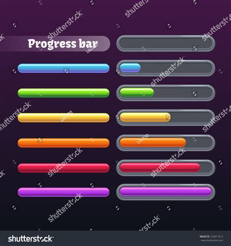 Colorful Progress Bar Set Vector Illustration Stock Vector Royalty Free 210017413