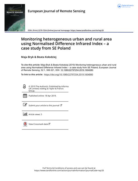 Pdf Monitoring Heterogeneous Urban And Rural Area Using Normalised