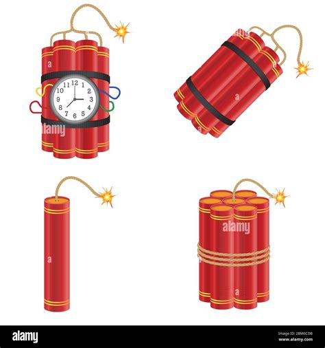 Dynamite with burning fuse vector illustration isolated on white background Stock Vector Image ...