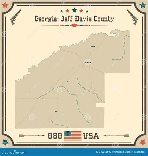 Large And Accurate Map Of Jeff Davis County Georgia Usa Stock Vector