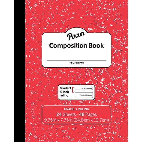 Pacon Composition Notebook 9 75 X 7 5 Manuscript Ruled Red Marble Pacmmk37139