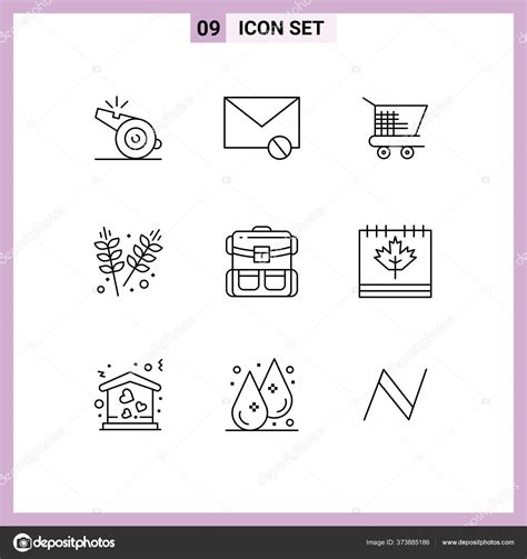 Set Vector Outlines Grid Backpack Grains Spam Garden Agriculture