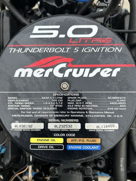 MerCruiser Mercury Marine 5.0 L 305 V8 boat Engine NO SALT Drop In ...