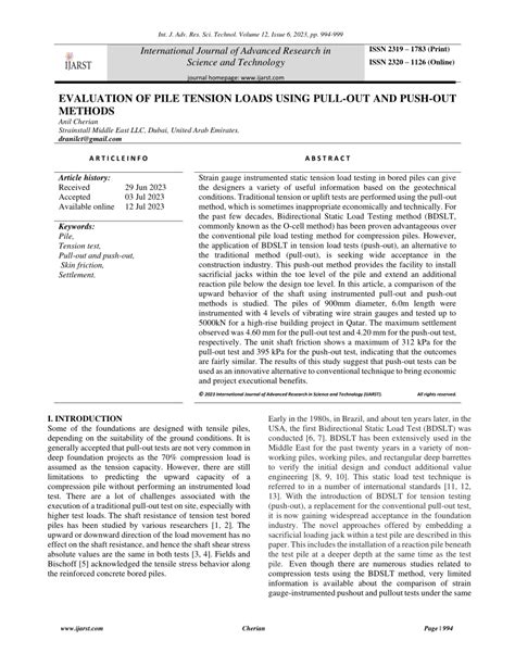 pdf evaluation of pile tension loads using pull out and push out methods
