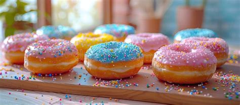 Table Covered With Sprinkle Covered Donuts Stock Image Image Of Donuts Sprinkle 316175719