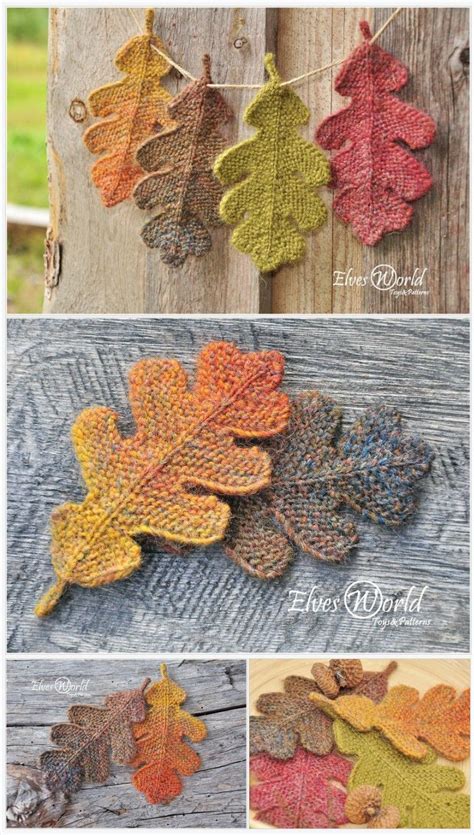 Knitting Pattern Oak Leaf Ornament Knitted Oak Leaves Pdf Pattern Knit