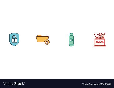 Set Shield Security With Lock Folder And Usb Vector Image