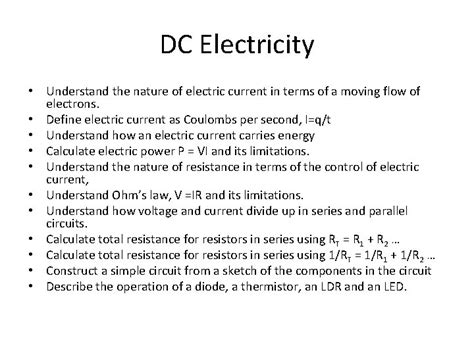DC Electricity Understand The Nature Of Electric Current