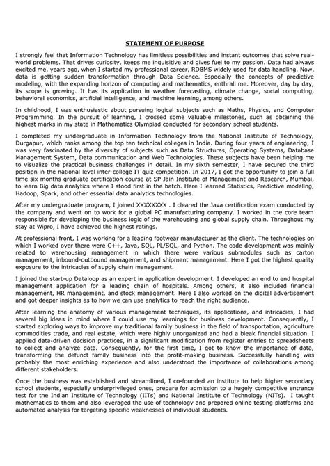 Sample SOP For MS In Data Science