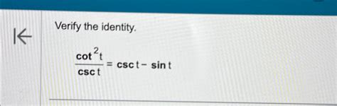 Solved Verify The T2tcsct Csct Sint