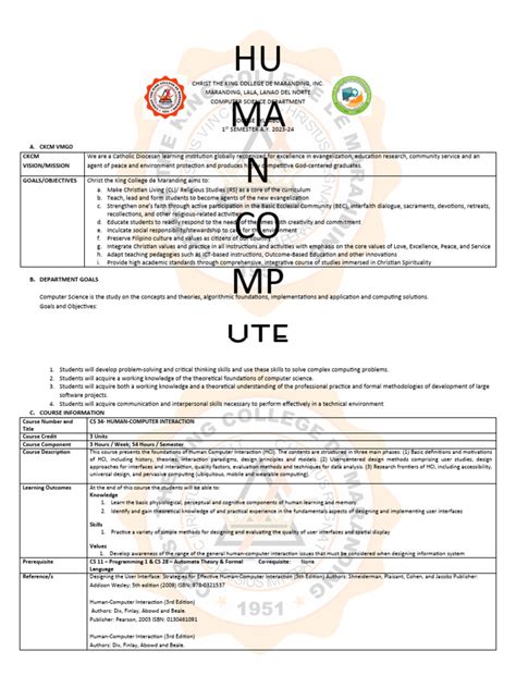 Cs 34 Human Computer Interaction Pdf Humancomputer Interaction Computing