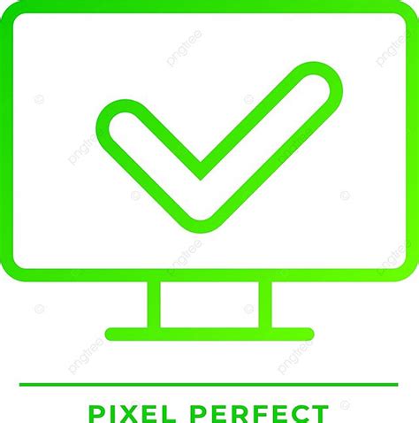 Linear Vector Icon Of A Computer With Pixelperfect Gradient Check Mark
