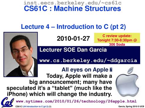 Ppt C Review Update Introduction To C Cs61c Lecture Summary Powerpoint Presentation Id493840