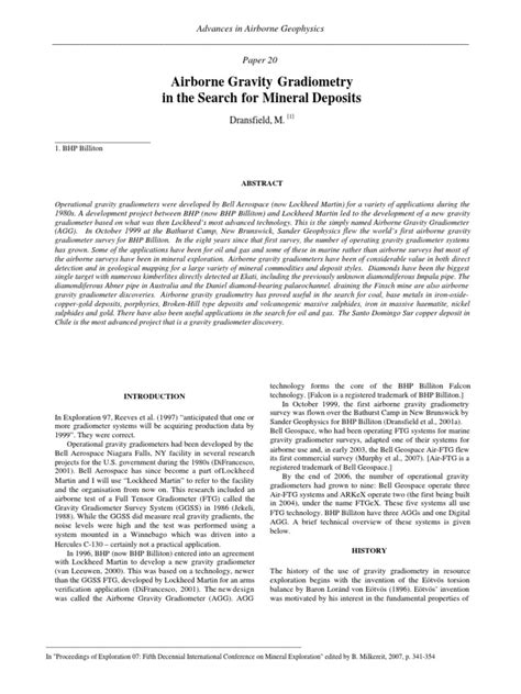 11 Airborne Gravity Gradiometry In The Search For Mineral Deposits 20 Download Free Pdf