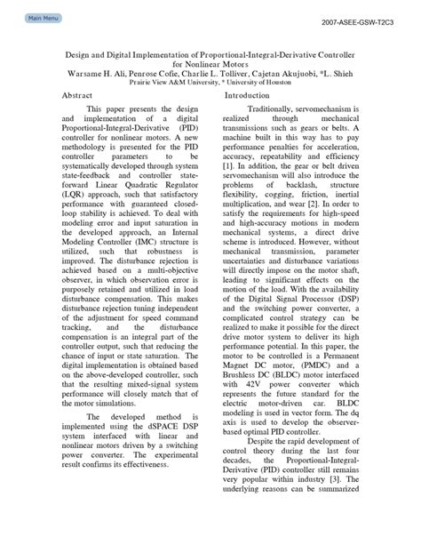 Pdf Design And Digital Implementation Of Pid Controller For Nonlinear