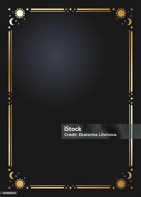 Elegant Rectangular Golden Frame With Sun Moon And Stars Festive Design Gold Border Frames ...