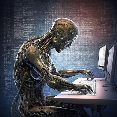 Premium Photo Arafed Man Sitting At A Computer Desk Typing On A