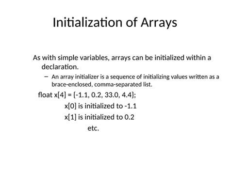 C Array And Initialisation And Declaration Ppt
