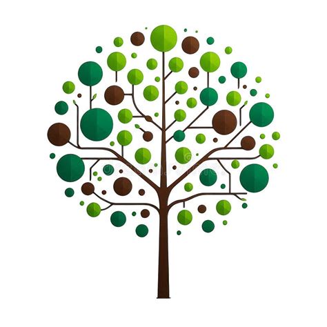 Minimalist Tree Design With Vibrant Green Circular Patterns Stock Image