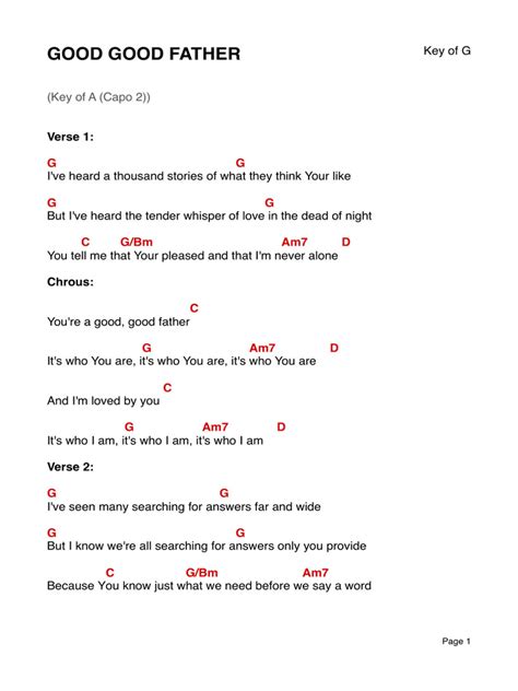 Good Good Father Lyrics And Chords Pdf