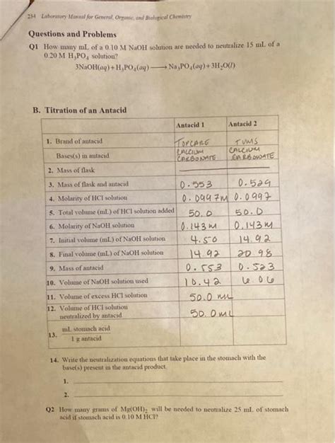 Solved Questions And Problems Q How Many ML Of A MNaOH Chegg Com
