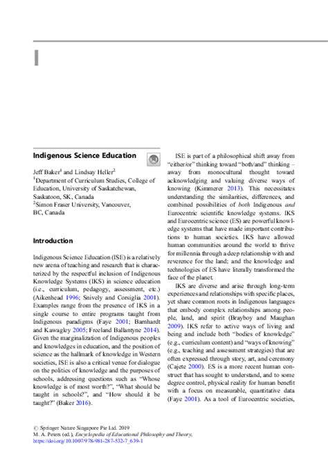 Pdf Indigenous Science Education
