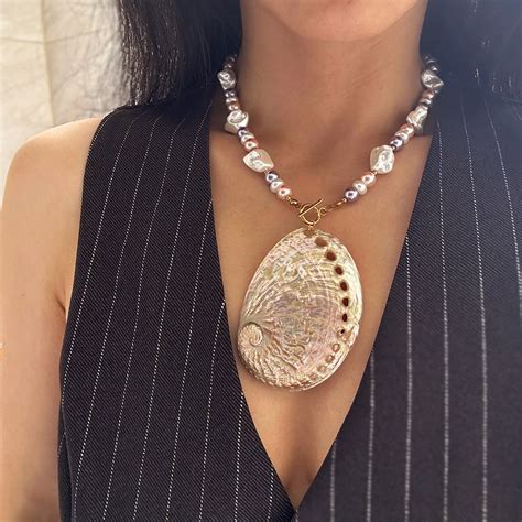 Natural Shell Necklace Sea Shell Chunky Necklace Shell Beaded Choker