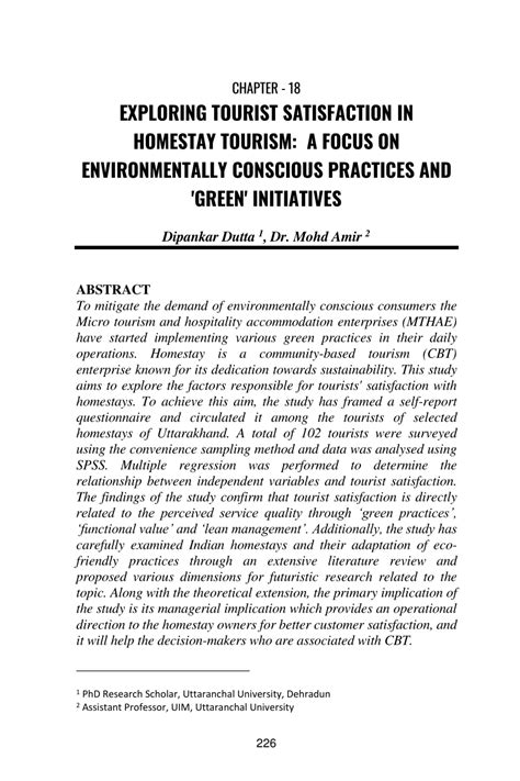 Pdf Exploring Tourist Satisfaction In Homestay Tourism A Focus On
