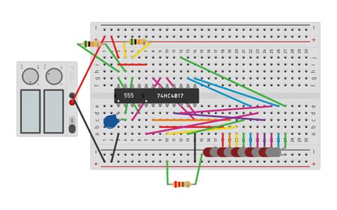 Circuit Design 555 And 4017 Tinkercad