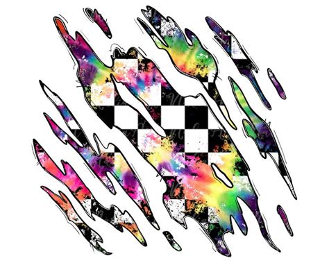 Ripped Scratch Mark Background Checkered Flag Tie Dye Grunge Splash