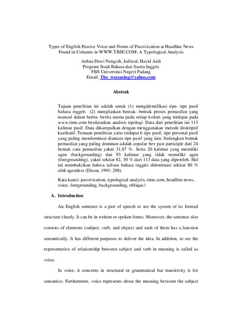 Pdf Types Of English Passive Voice And Forms Of Passivization At