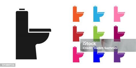 흰색 배경에 격리 된 검은 변기 그릇 아이콘 다채로운 아이콘을 설정합니다 벡터 가정 생활에 대한 스톡 벡터 아트 및 기타 이미지 가정 생활 가정의 방 개념 Istock