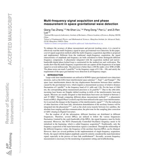 pdf multi frequency signal acquisition and phase measurement in space
