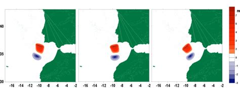 Computed Tsunami Sources For Three Different Source Alternatives