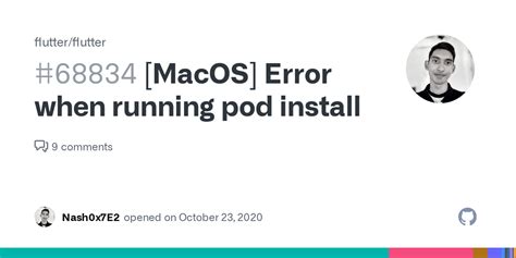 Macos Error When Running Pod Install · Issue 68834 · Flutterflutter · Github