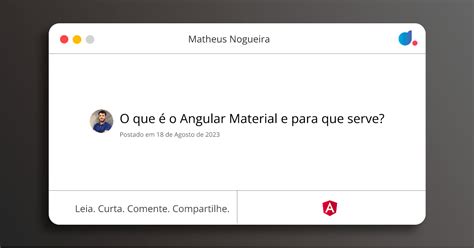 o que é o angular material e para que serve matheus nogueira