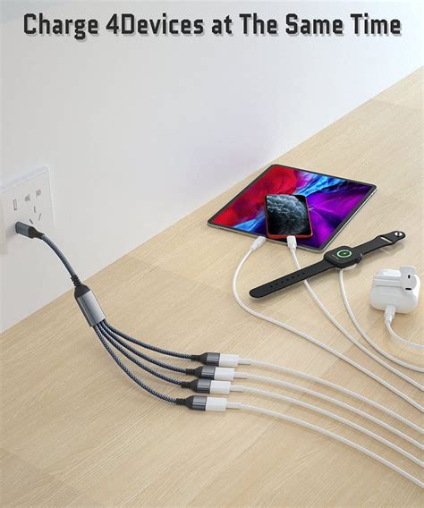 TRAHOO USB C Male To Four USB Female Cable Adapter FT Thunderbolt To Type A Port