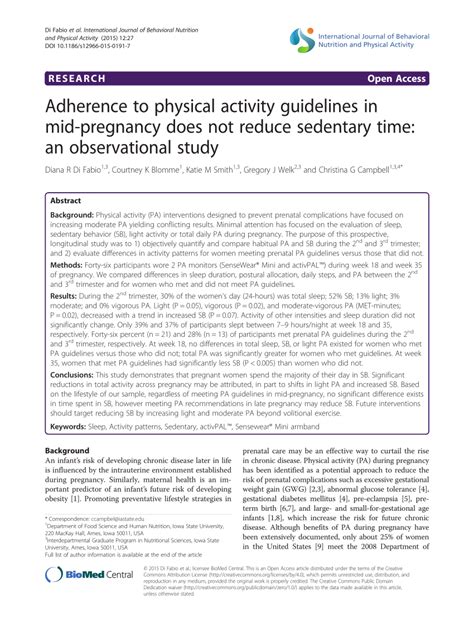 Pdf Adherence To Physical Activity Guidelines In Mid Pregnancy Does