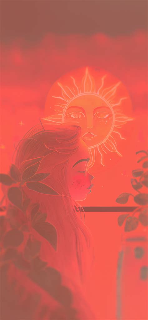 Girl And Sun Art Wallpapers Orange Aesthetic Wallpapers For Iphone