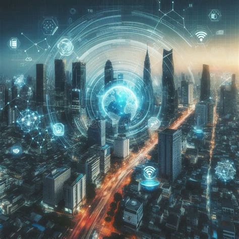 Wireless Networks Smart Cities The Internet Of Things And Abstract Visual Images Stock
