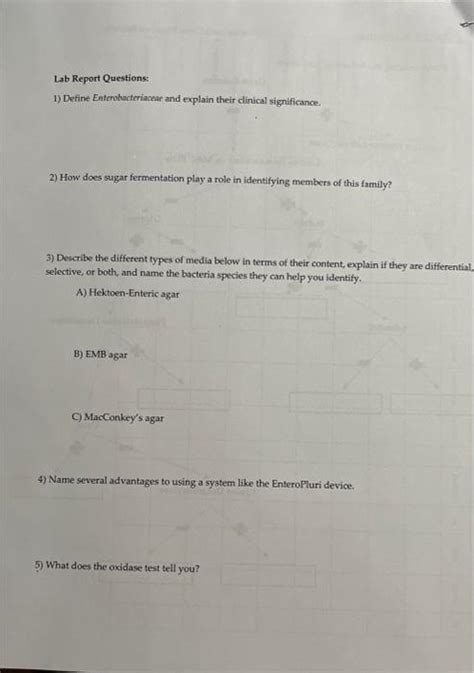 Solved Lab Report Questions 1 Define Enterobucteriaceac
