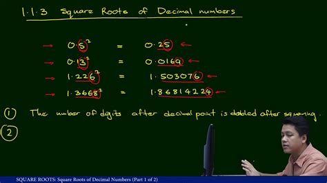 Square Root Of Decimal Numbers Video 13 Of 18 Youtube