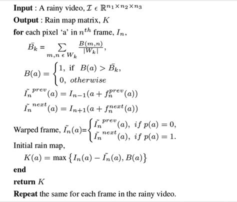 Algorithm 1 Initial Rain Map Detection Download Scientific Diagram