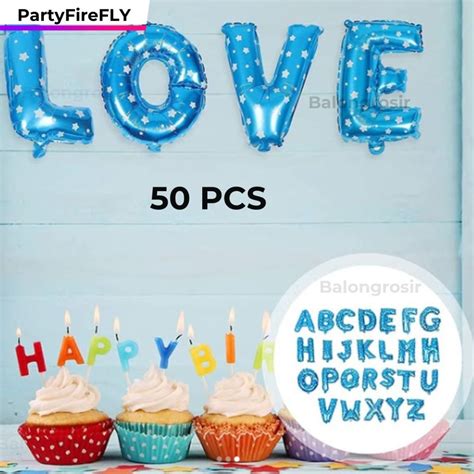 Jual Balon Foil Huruf Abjad Alphabet Biru 16 Inch 40cm A Z Balon Foil Angka Biru 0 9 Biru