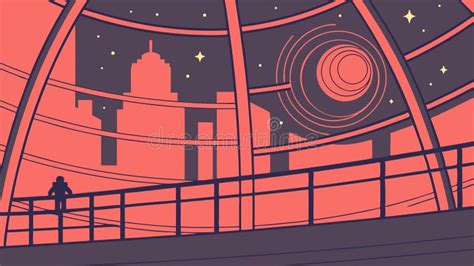 Observatory City Abstract Futuristic Science Vector Scene Vector