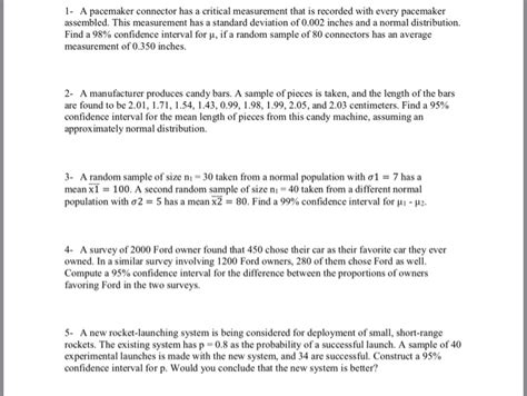 Solved A Pacemaker Connector Has A Critical Measurement That