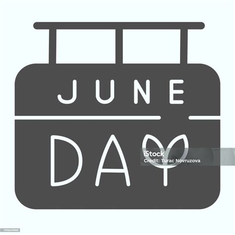 6 월 달력 솔리드 아이콘입니다 흰색으로 격리된 타이포그래피 벡터 그림입니다 여름 날짜 문일 체 스타일 디자인 웹 및 응용 프로그램을 위해 설계 Eps 10 0명에 대한